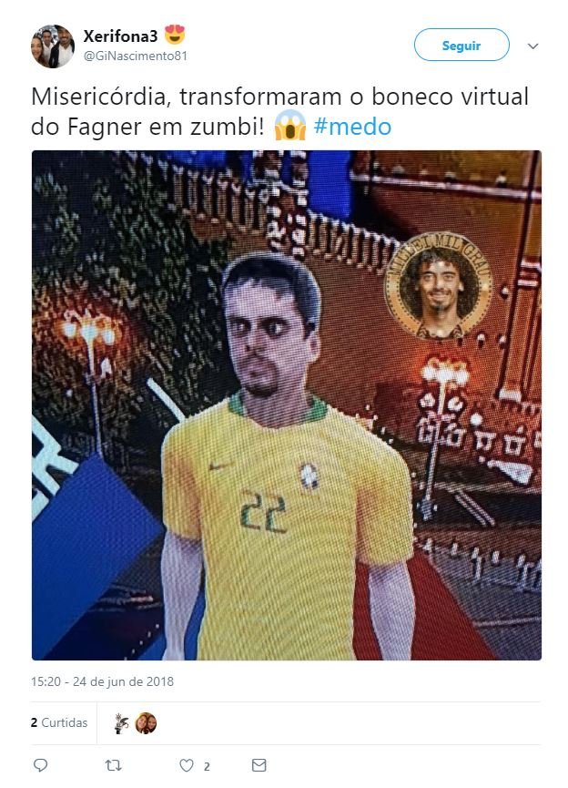 Boneco virtual de jogador da Seleção Brasileira vira piada na web