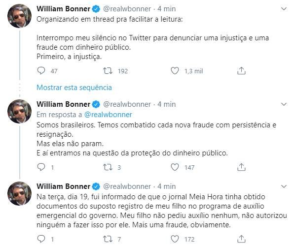 Bonner diz que dados do filho foram usados em fraude do auxílio ...