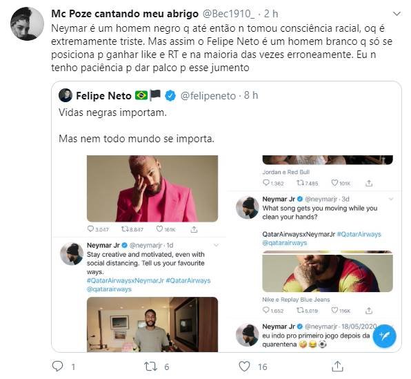 Felipe Neto apaga do Twitter postagem sobre Neymar: “Seguir aprendendo ... Felipe Neto apaga do Twitter postagem sobre Neymar: “Seguir aprendendo ...