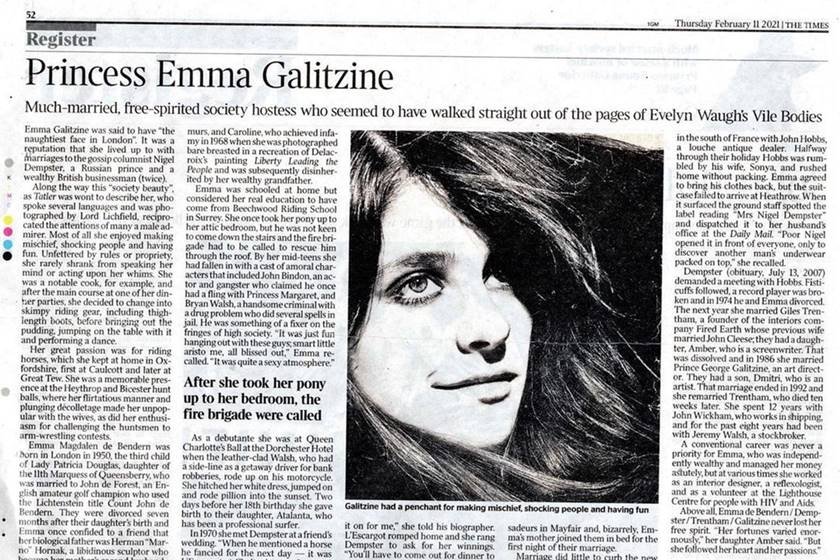 Morre princesa Emma Galitzine, famosa pela vida de escândalos | Metrópoles