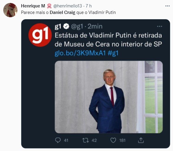 Estátua de Putin é retirada de museu em SP e viraliza: “Daniel Craig ...