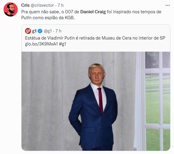 Estátua de Putin é retirada de museu em SP e viraliza: “Daniel Craig ...