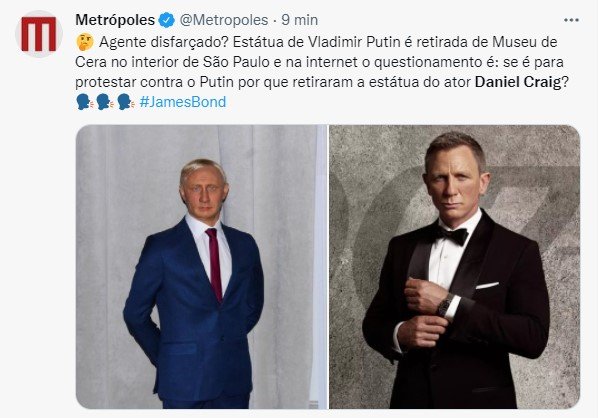 Estátua de Putin é retirada de museu em SP e viraliza: “Daniel Craig ...