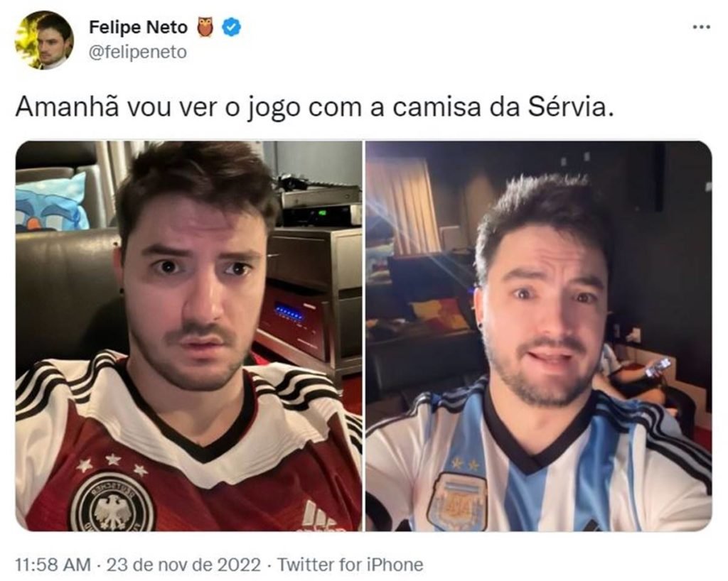 Felipe Neto ganha fama de pé frio por torcer para Alemanha e Argentina ...