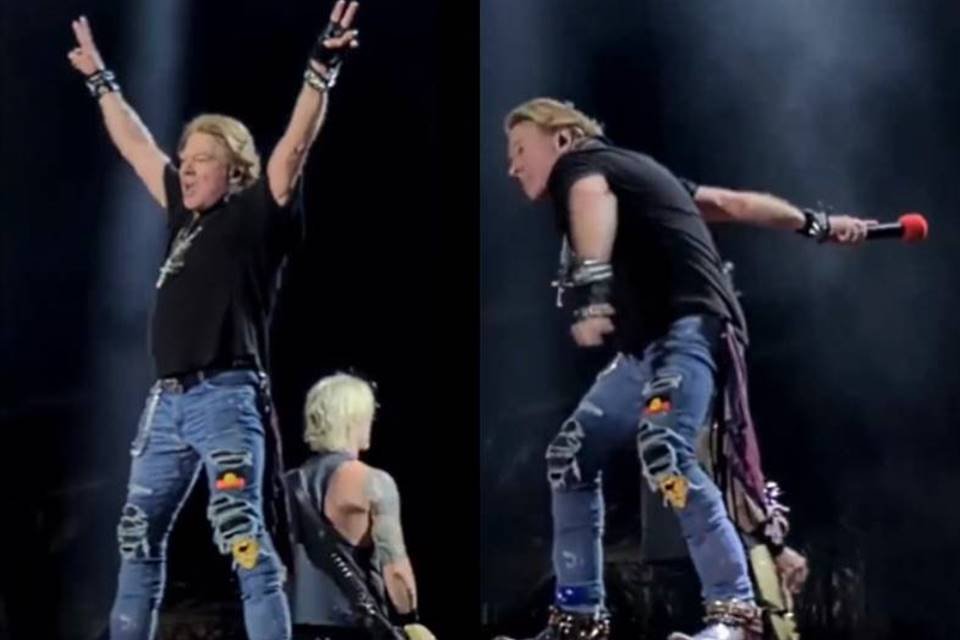 Axl Rose arremessa microfone para plateia e atinge fã em show | Metrópoles