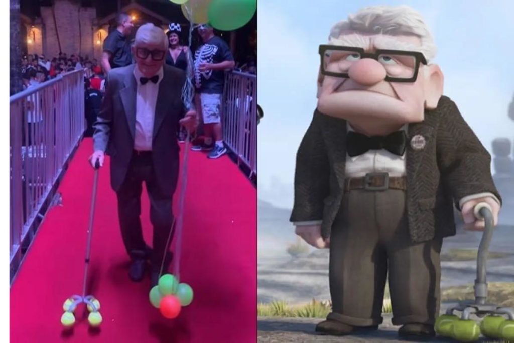 Idoso de 90 anos vence concurso fantasiado de personagem do filme UP | Metrópoles
