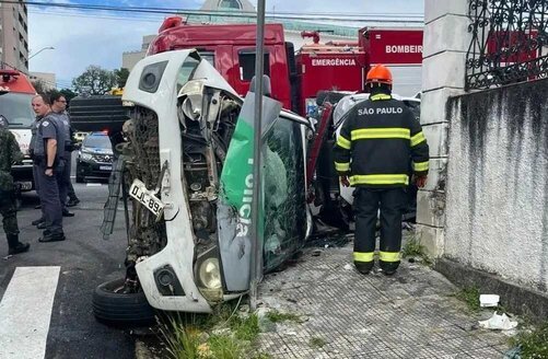 Vídeo: viatura da PM com animais do Ibama capota após acidente | Metrópoles