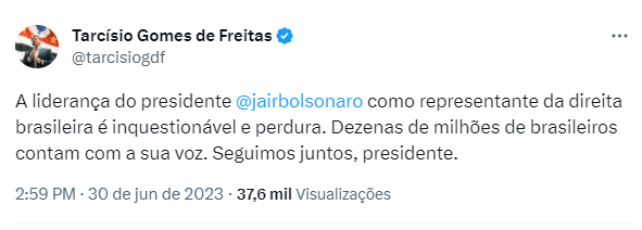 Tarcísio Diz Que Liderança De Bolsonaro é “inquestionável” Metrópoles