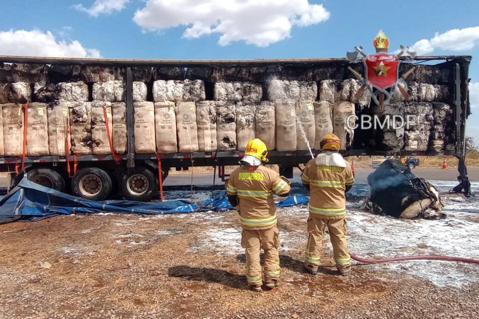 Vídeo e fotos mostram ação do CBMDF para debelar incêndio em carreta ...