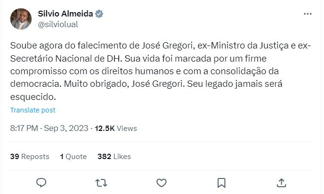 Presidente Lula e ministros lamentam morte de ex-ministro José Gregori ...
