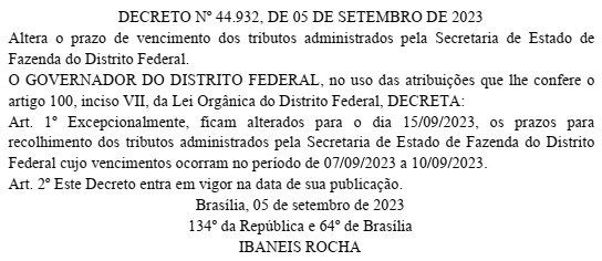 Feriadão faz GDF adiar data de vencimento de impostos locais. Entenda ...
