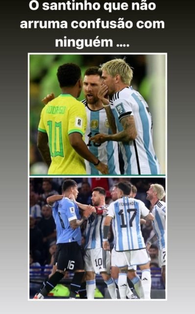 Após confusão, pai de Rodrygo ironiza Messi nas redes sociais | Metrópoles