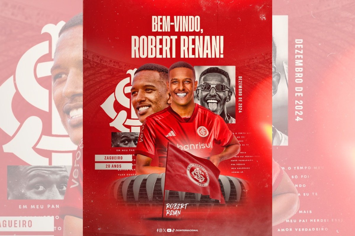 Internacional anuncia a contratação de Robert Renan por empréstimo ...